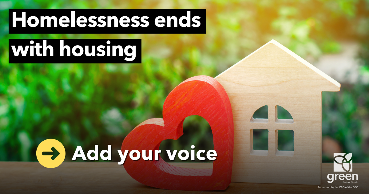 Help the Ontario Greens end homelessness with housing | Ontario Greens